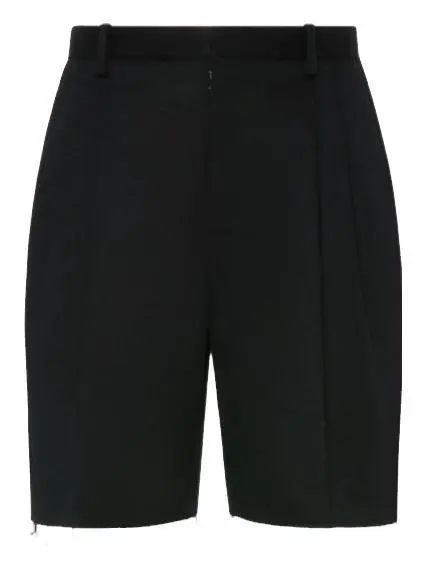 MAISON MARGIELA Pleated Tailored Shorts With Raw Hem - Black