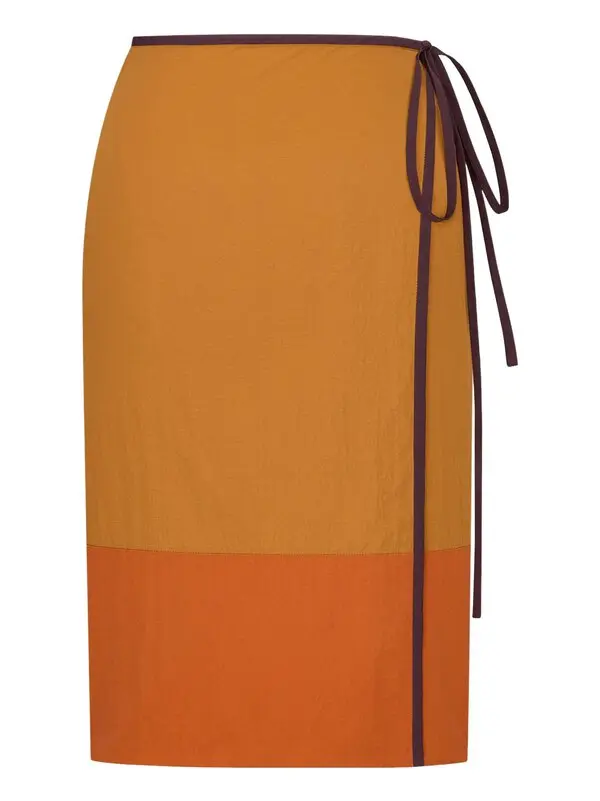 Saint Laurent Contrast Trim Wrap Skirt - Orange