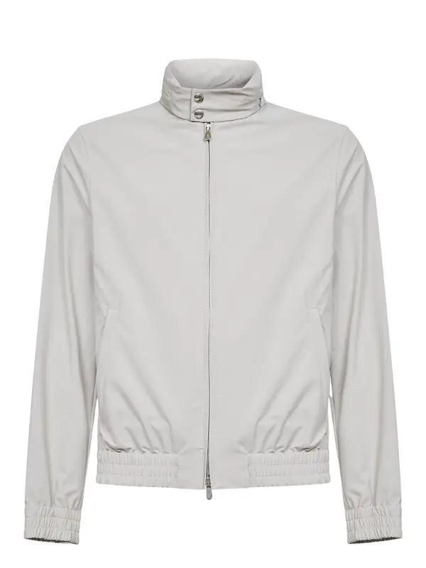 Brunello Cucinelli Elasticated Hem Zipped Bomber Jacket - White