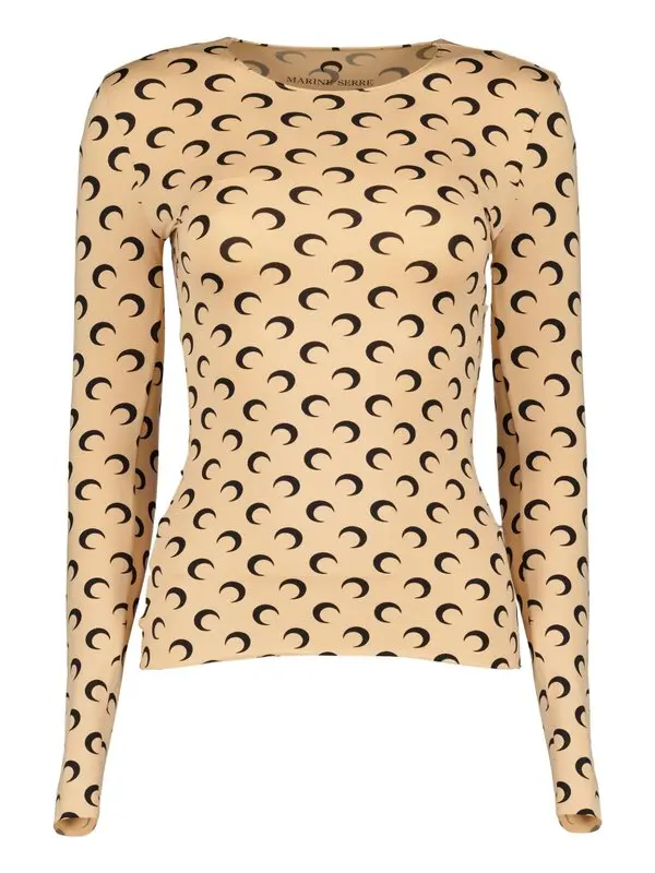 MARINE SERRE Moon Jersey T-shirt - Nude