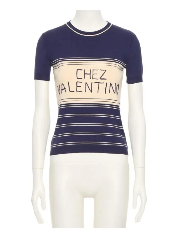 Valentino Garavani Striped Cotton Jumper - Provence Blue/birch