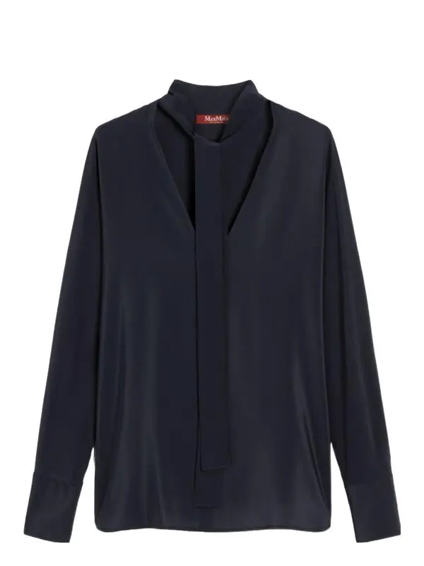Max Mara Caco Silk Crepe De Chine Blouse - Navy