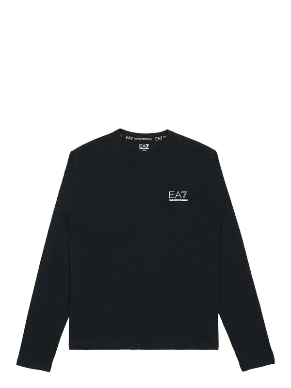 EA7 Logo T-shirt With Round Neck - Black