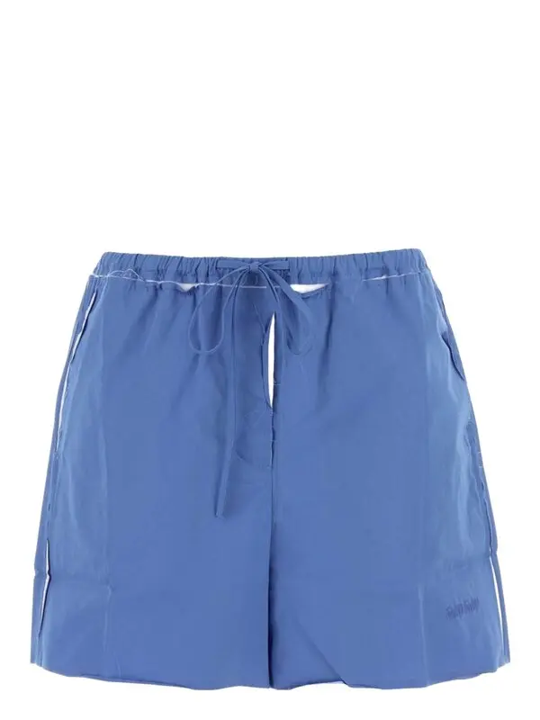 Miu Miu Poplin Boxer Shorts With Raw Edge Hem - Blue