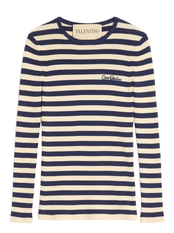 Valentino Garavani Striped Cotton Crewneck Jumper - No
