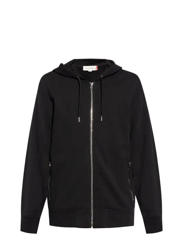 Alexander McQueen Logo Drawstring Zip-up Hoodie - Black
