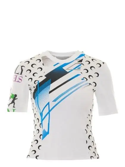 MARINE SERRE Graphic Print Crewneck T-shirt - White