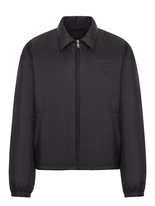 Prada Zip-up Jacket With Triangle Logo Patch - Black