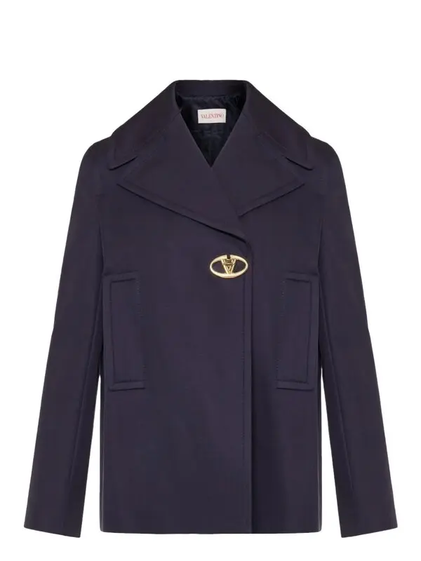 Valentino Garavani Vlogo Buckle Long-sleeved Jacket - Navy Blue