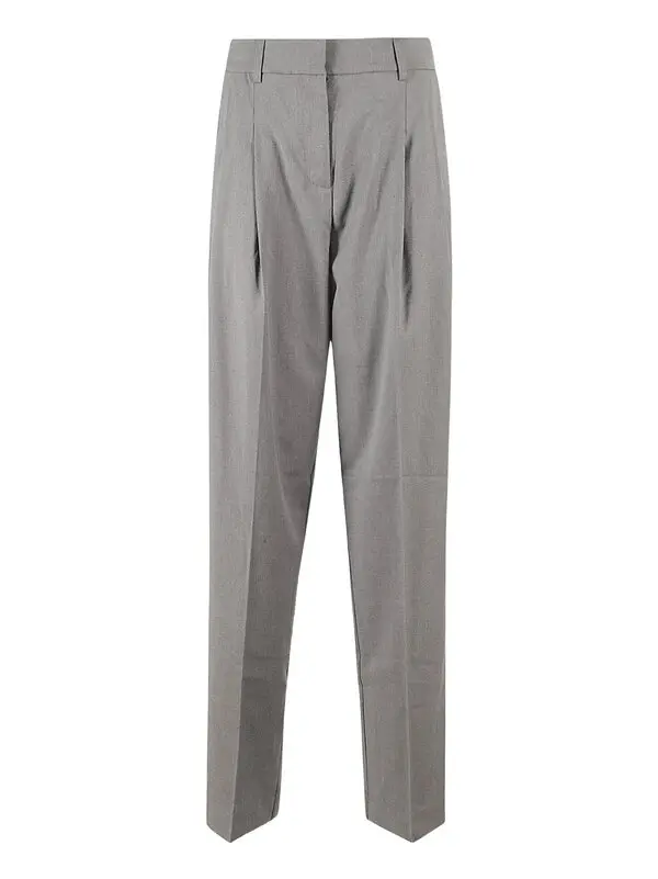 REMAIN BIRGER Pleated Detail Casual Pants - Gray