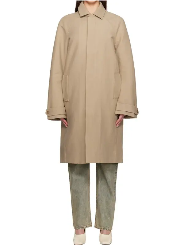 ENTIRE STUDIOS Peak Collar Long Sleeve Trench Coat - Nude