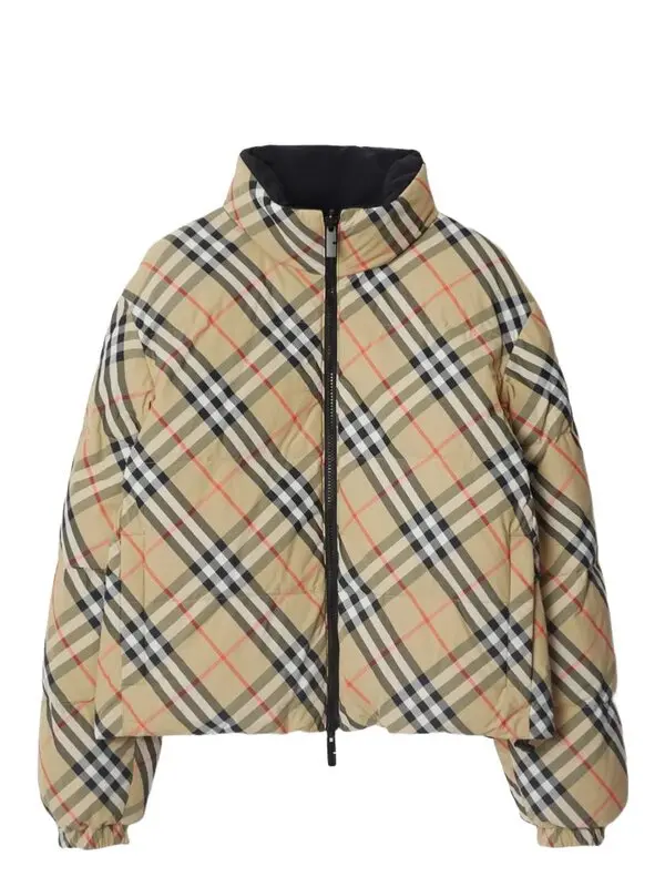 Burberry Reversible Checked Zipped Puffer Jacket - Sand-colored