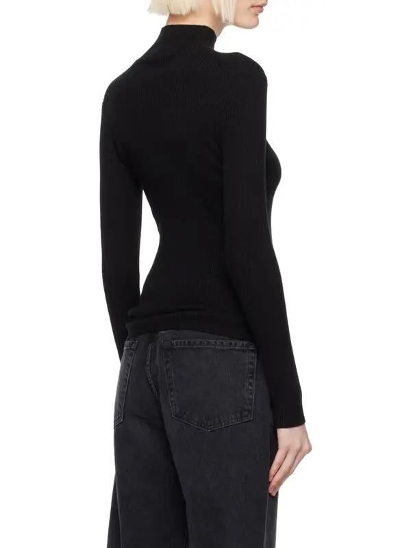 Maison Kitsuné Baby Fox Ribbed Turtleneck Sweater - Black