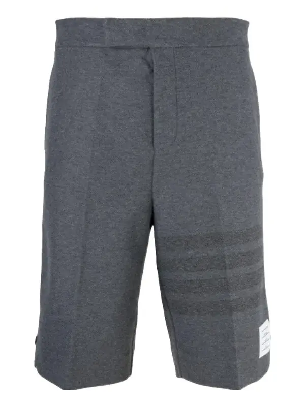 Thom Browne 4-bar Striped High-waist Bermuda Shorts - Gray