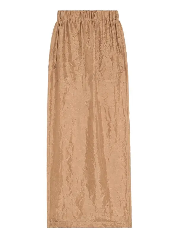Max Mara Aeroso Crinkled Wool Skirt - Brown Copper