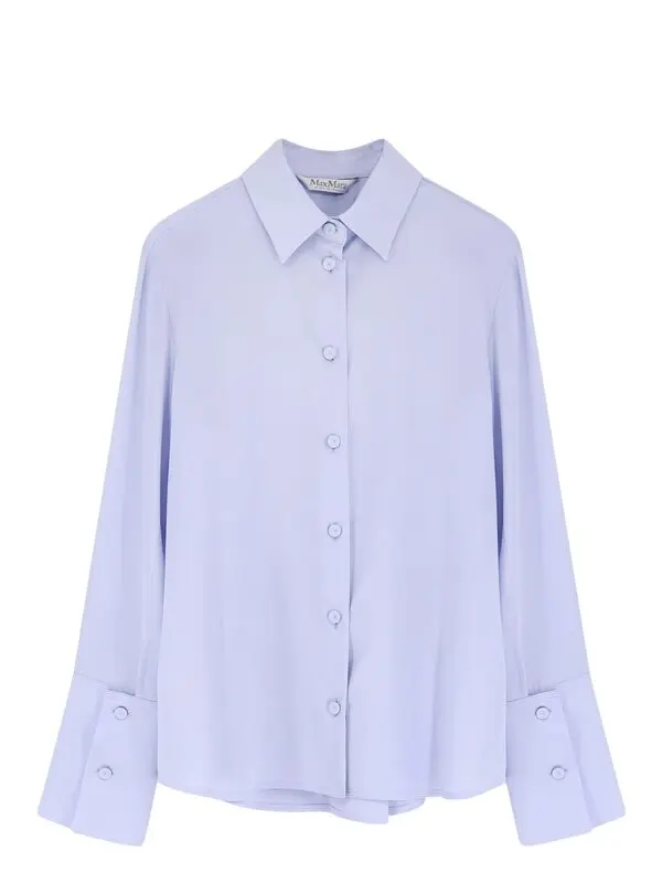 Max Mara Buttoned Shirt With Classic Collar And Wide Cuffs - Blue