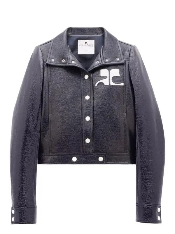 COURREGES Cropped Vinyl Jacket - Black