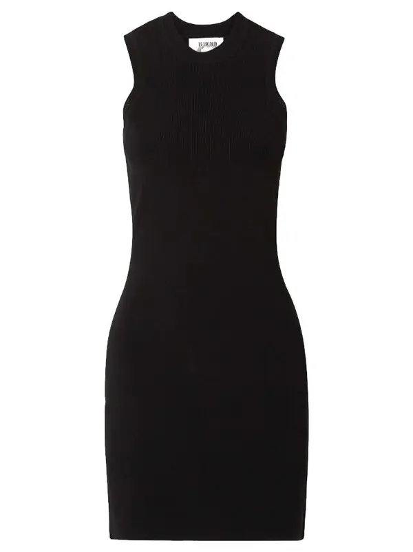 Victoria Beckham Sleeveless Ribbed Mini Dress - Black