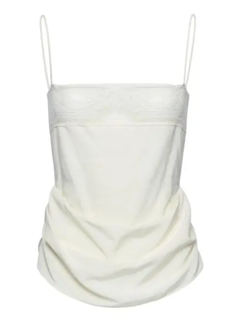 Magda Butrym Lace Trim Draped Top - Beige