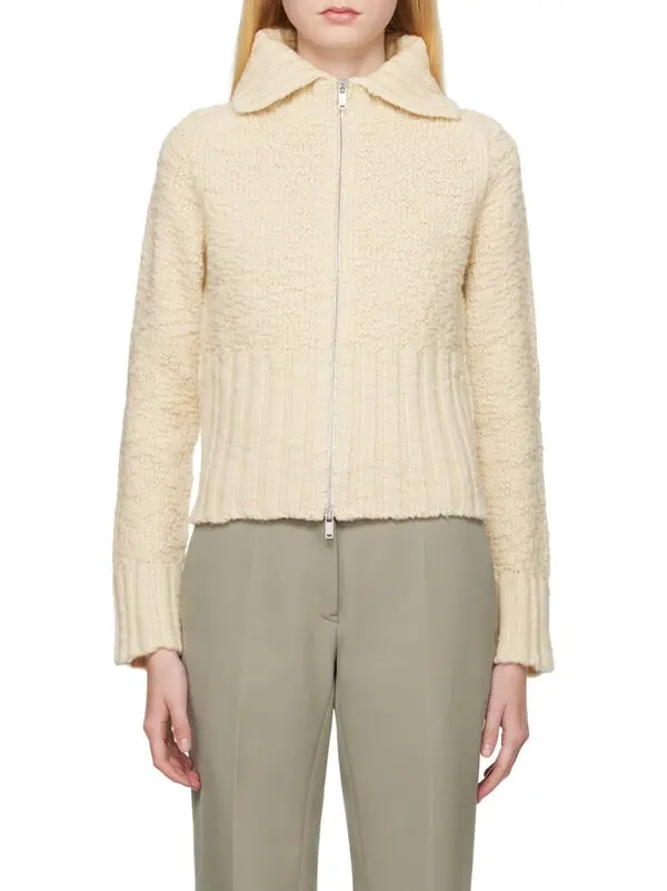 JIL SANDER Zip-up Lapel Cardigan - Nude