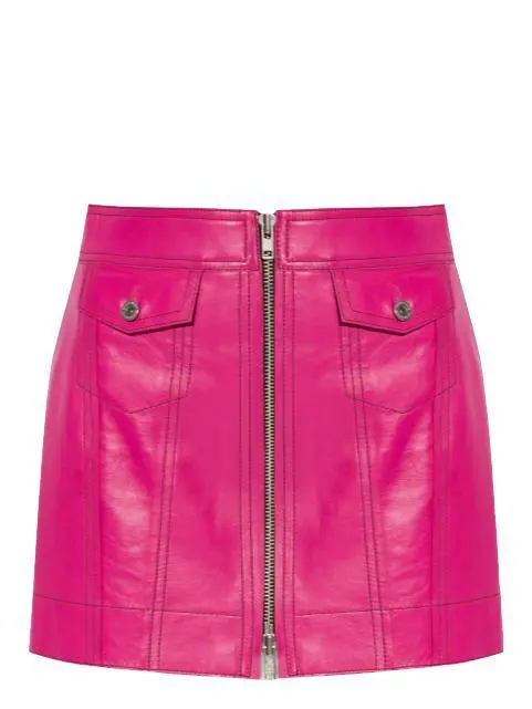 STAND STUDIO Kaelyn Zipped Leather Skirt - Pink