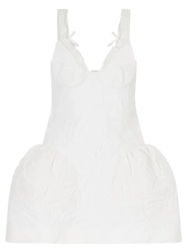 SHUSHU/TONG Sleeveless Corset Dress With Lace And Pleated Details - White
