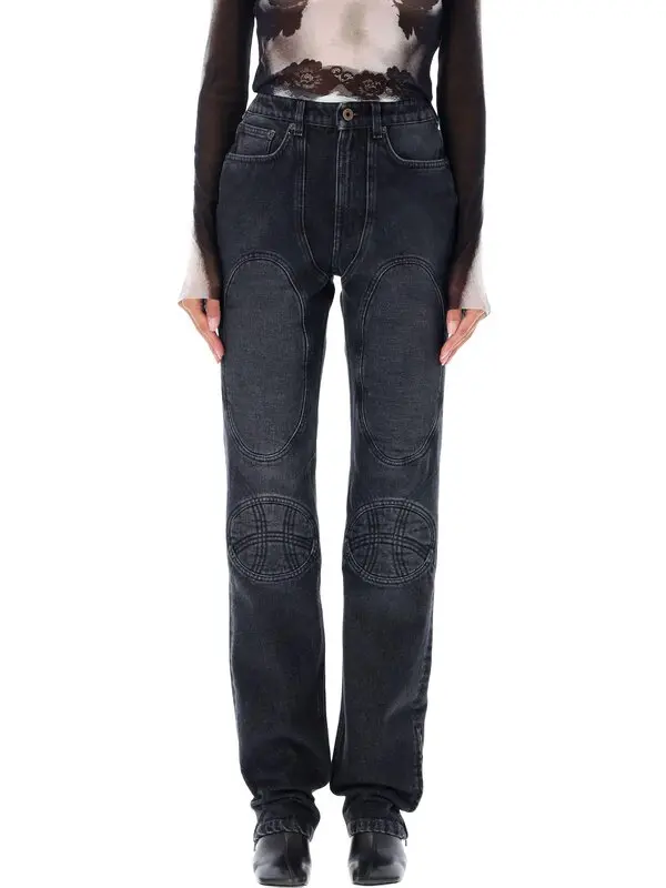 JEAN PAUL GAULTIER High-waisted Embroidered Jeans - Vintage Black