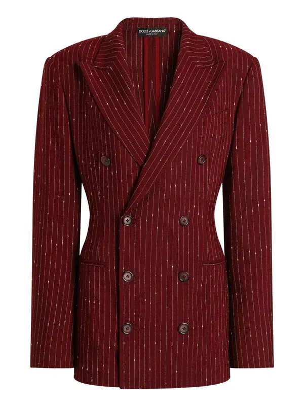 Dolce & Gabbana Double-breasted Pinstriped Taormina Jacket - Red