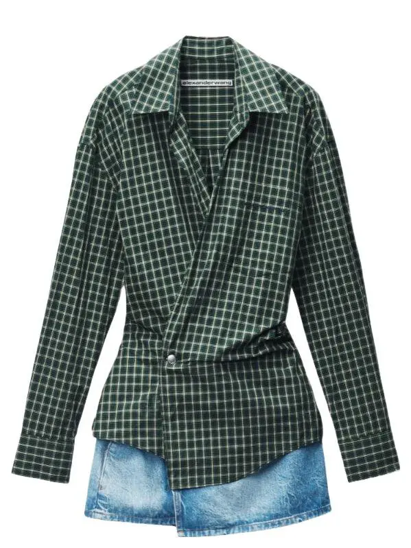 Alexander Wang Pre-styled" Wrap Mini Dress - Green/navy Blue