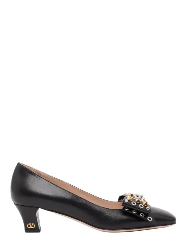 Valentino Garavani Kidskin Bow Pump With Stud Embellishments - Black