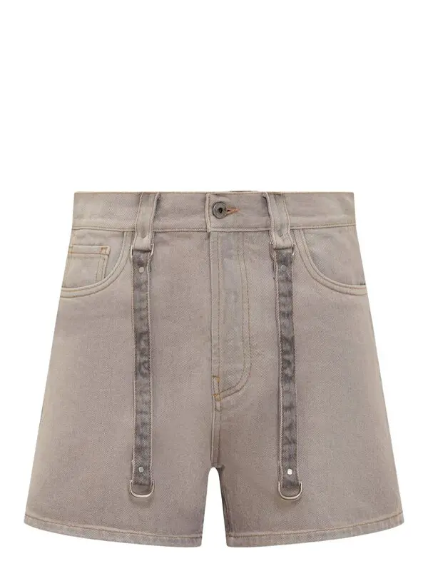 Off-White Logo Patch Denim Shorts - Gray
