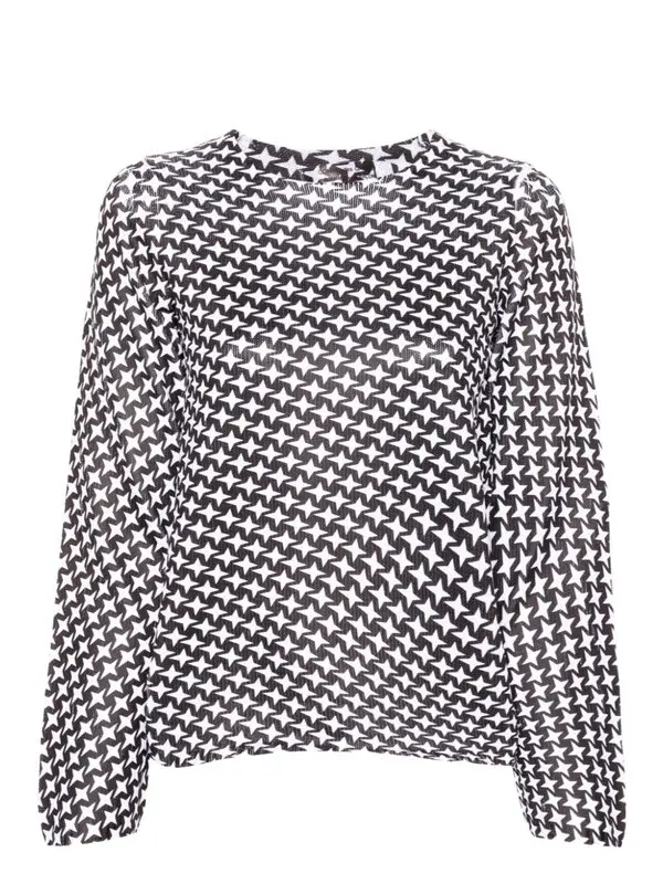 Comme Des Garçons Long-sleeved Top With Pattern - Black
