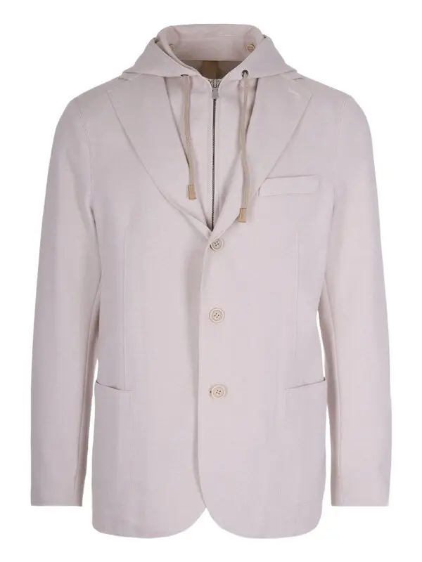 Eleventy Drawstring Hooded Jacket - White