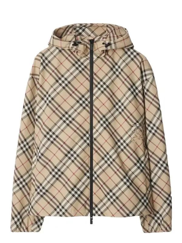 Burberry Checked Hooded Zip-up Jacket - Snowflake