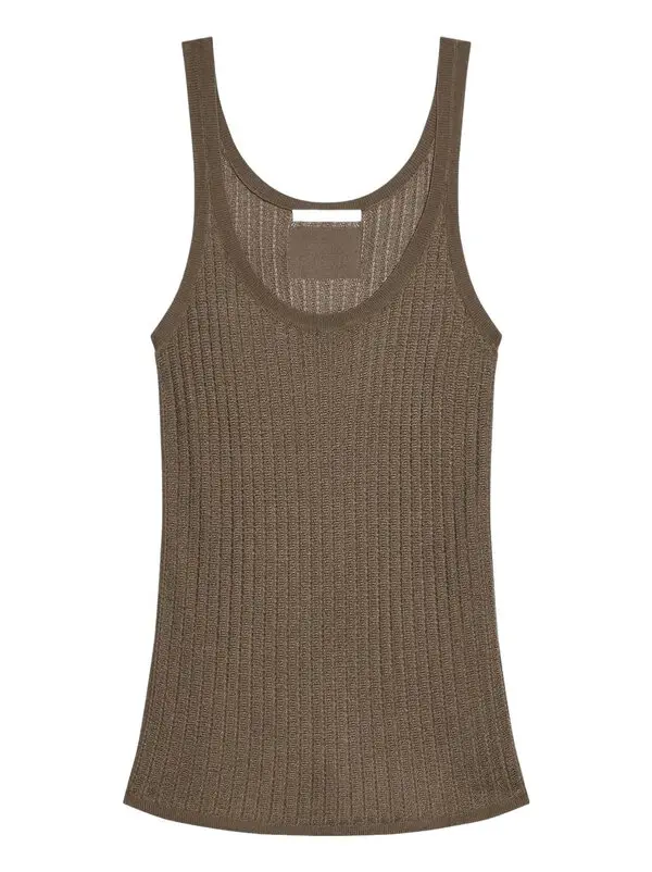 Helmut Lang Ribbed Pointelle Tank - Cognac