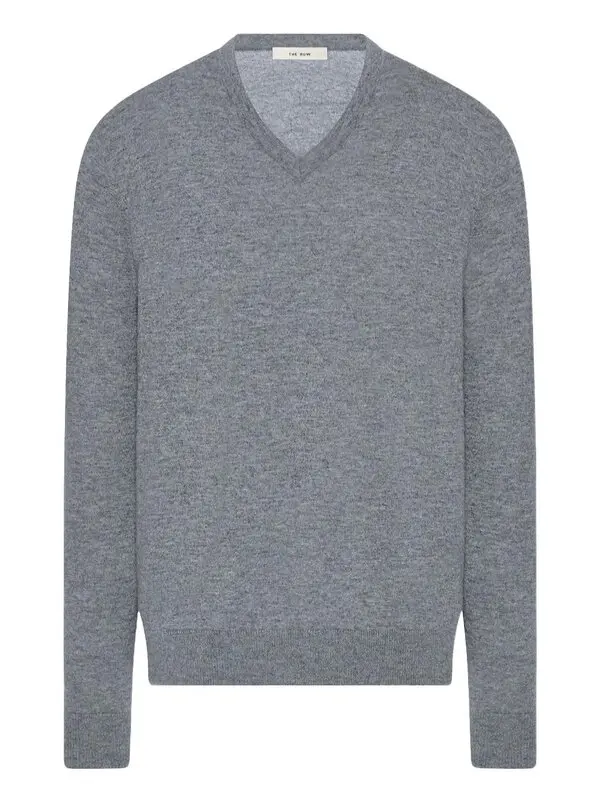 THE ROW Nian Knitted V-neck Sweater - Grey