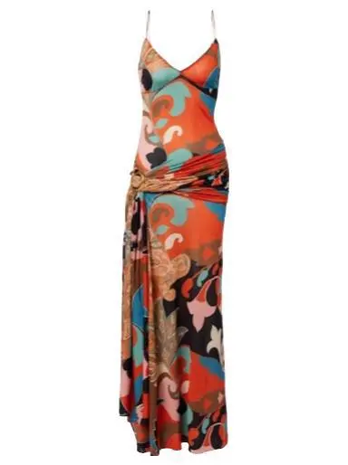 Etro Paisley Draped Halterneck Gown - Multicolor