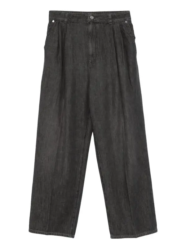 Michael Kors Button Detailed Straight Leg Jeans - Charcoal