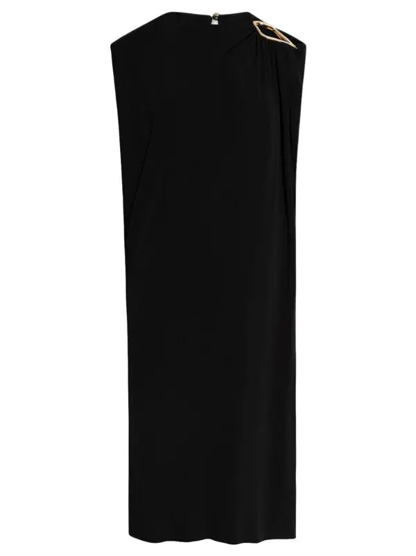 LANVIN Sleeveless Dress With Golden Shoulder Detail And Keyhole Buckles - Black