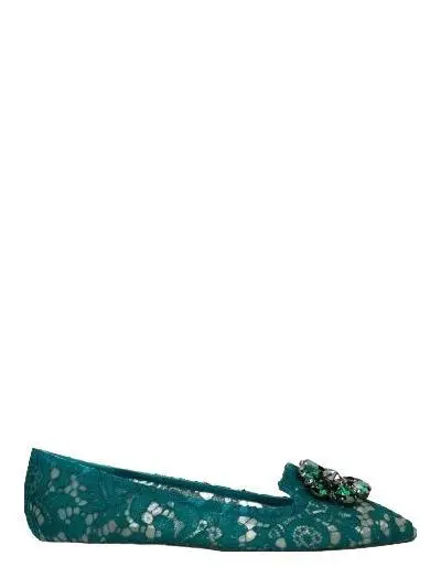 Dolce & Gabbana Embellished Lace Ballerina Flats - Blue