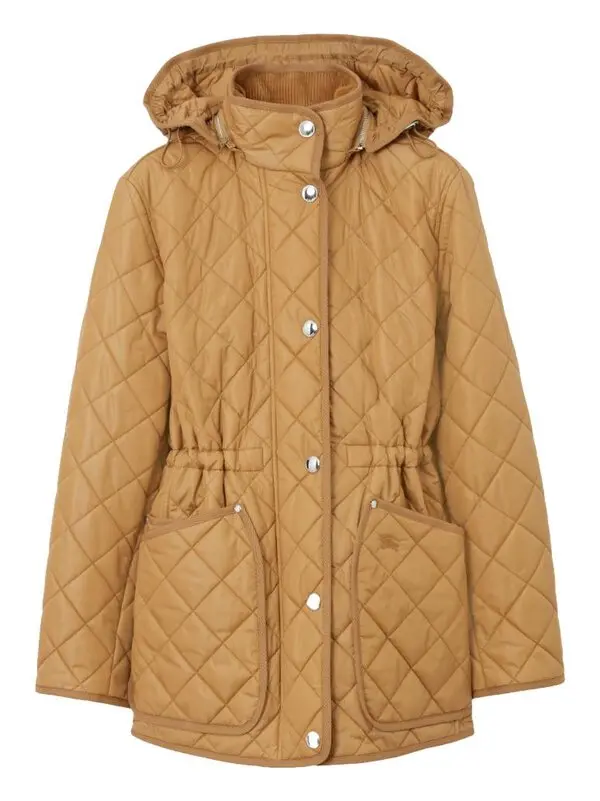Burberry Diamond-quilted Drawstring Hooded Jacket - Nude