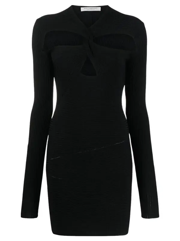 Philosophy Di Lorenzo Serafini Long-sleeved Cut-out Dress - Black