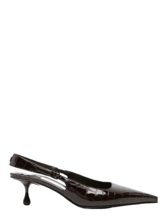 JIMMY CHOO Amel Crocodile-effect Slingback Pumps - Black