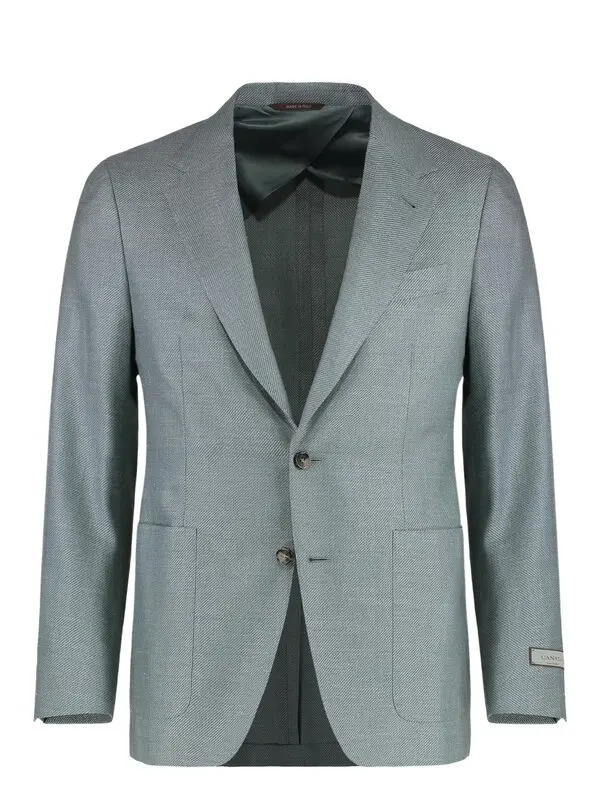 Canali V-neck Single Breasted Blazer - Gray