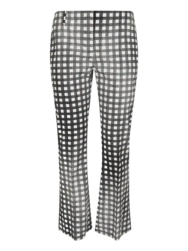 Ermanno Scervino Cropped Flared Checkered Pants - Gray