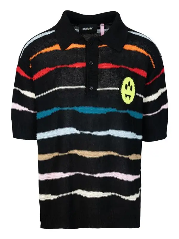 BARROW Contrast-striped Polo Shirt - Black