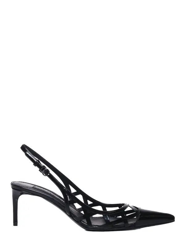 Dolce & Gabbana Pointed Toe Slingback Pumps With Ankle Buckle - Black