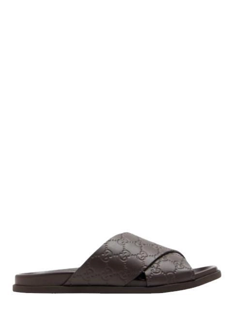 Gucci Dali Embossed Leather Slides - Black