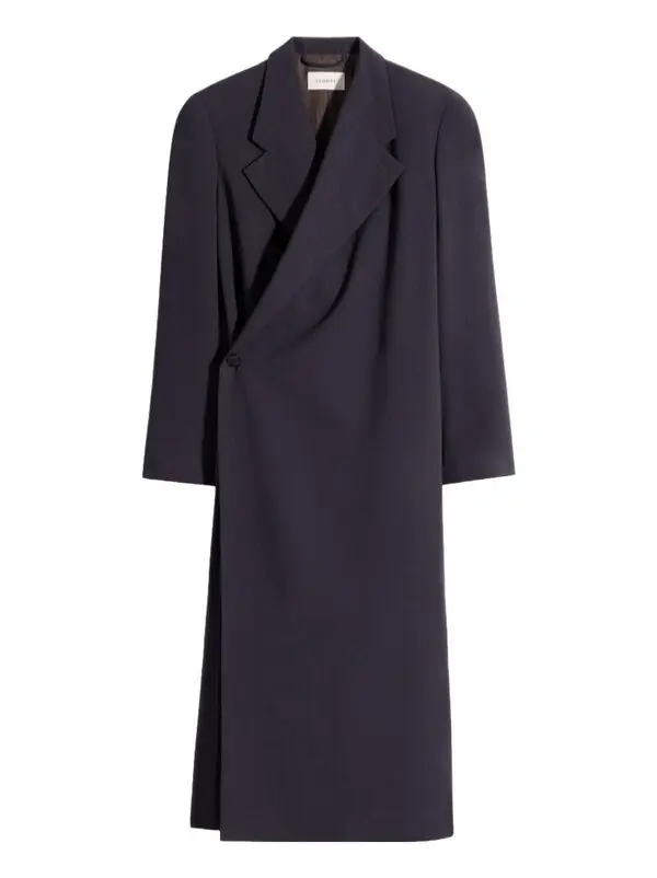 LEMAIRE Buttoned Draped Wrap Coat - Onyx