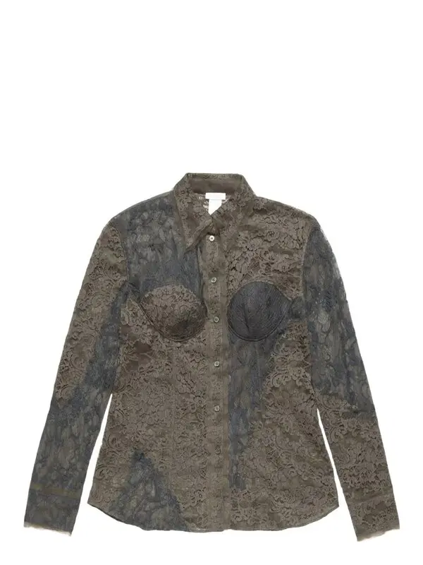 Acne Studios Lace Corset Button-up Shirt - Anthracite Gray